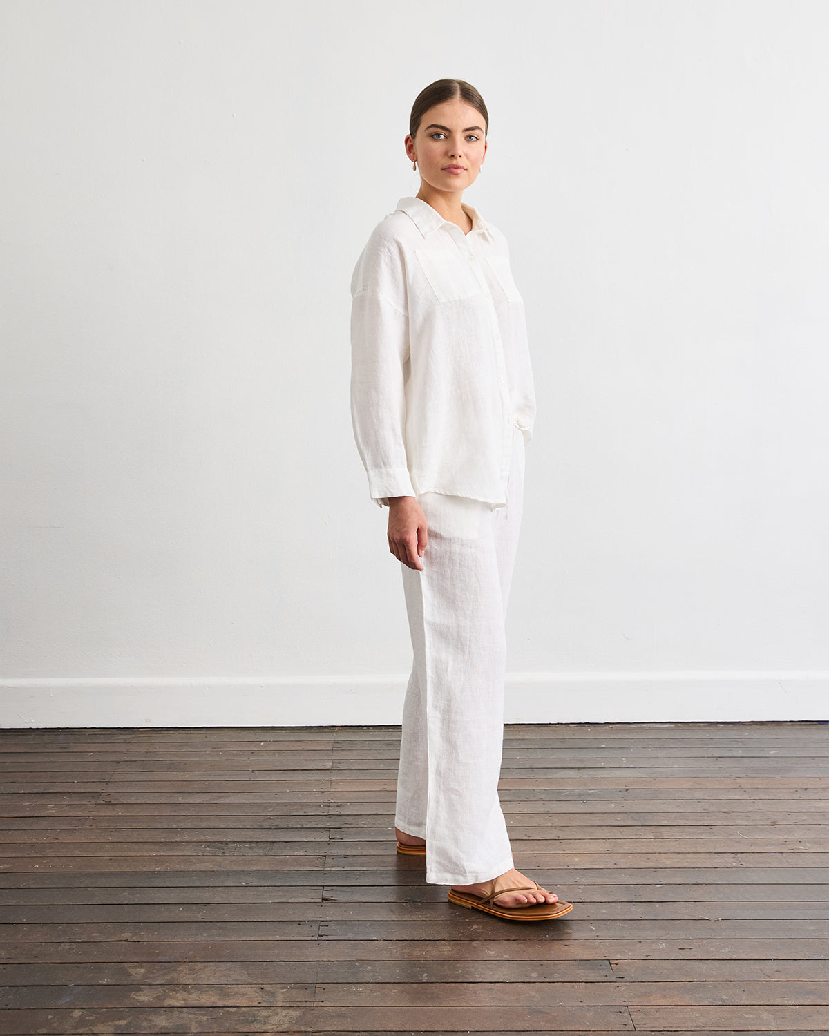 Lounge Long Sleeve Shirt in White – Bed Threads